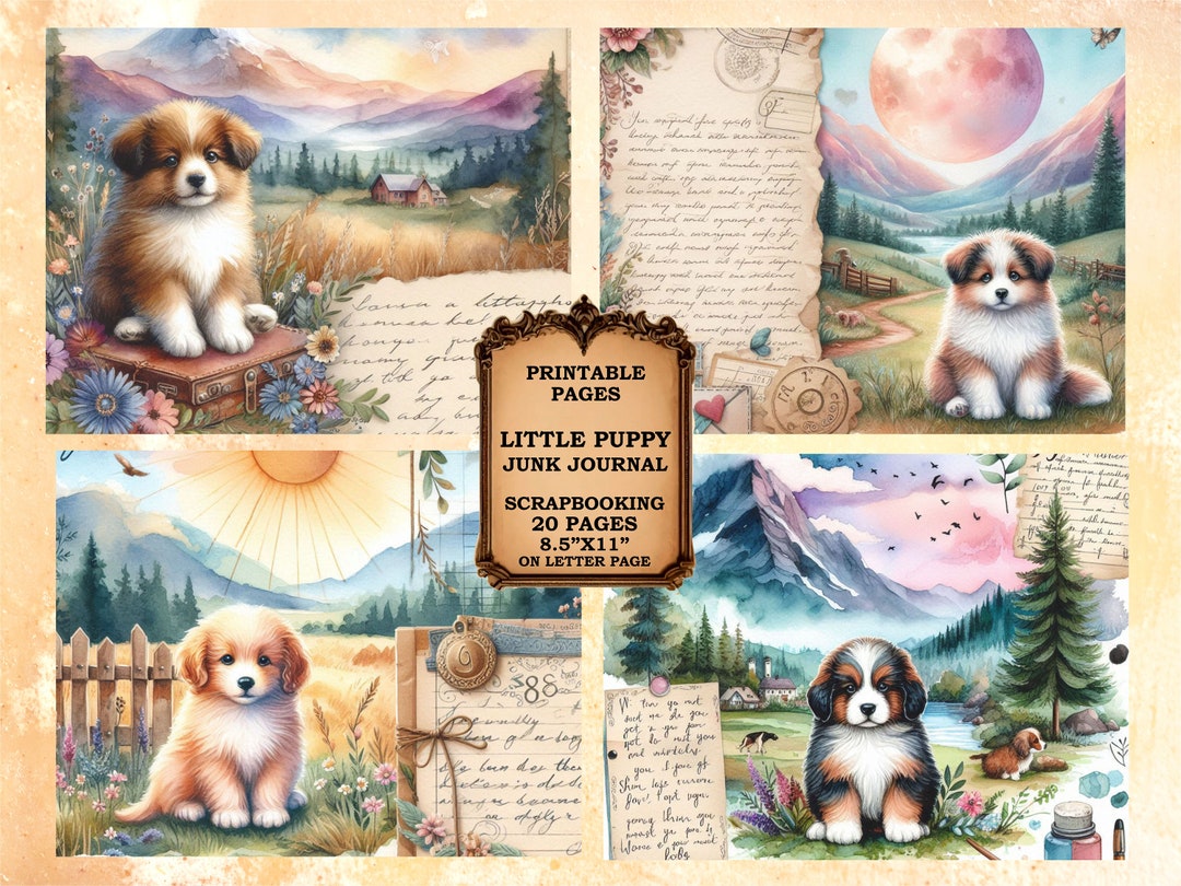 20 Printable Whimsical PET Themed PAGES for Printable Junk Journal ...