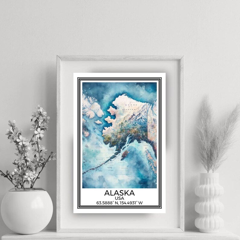 Alaska Map Print AK MAP State Map Art USA United States Map Art Poster ...