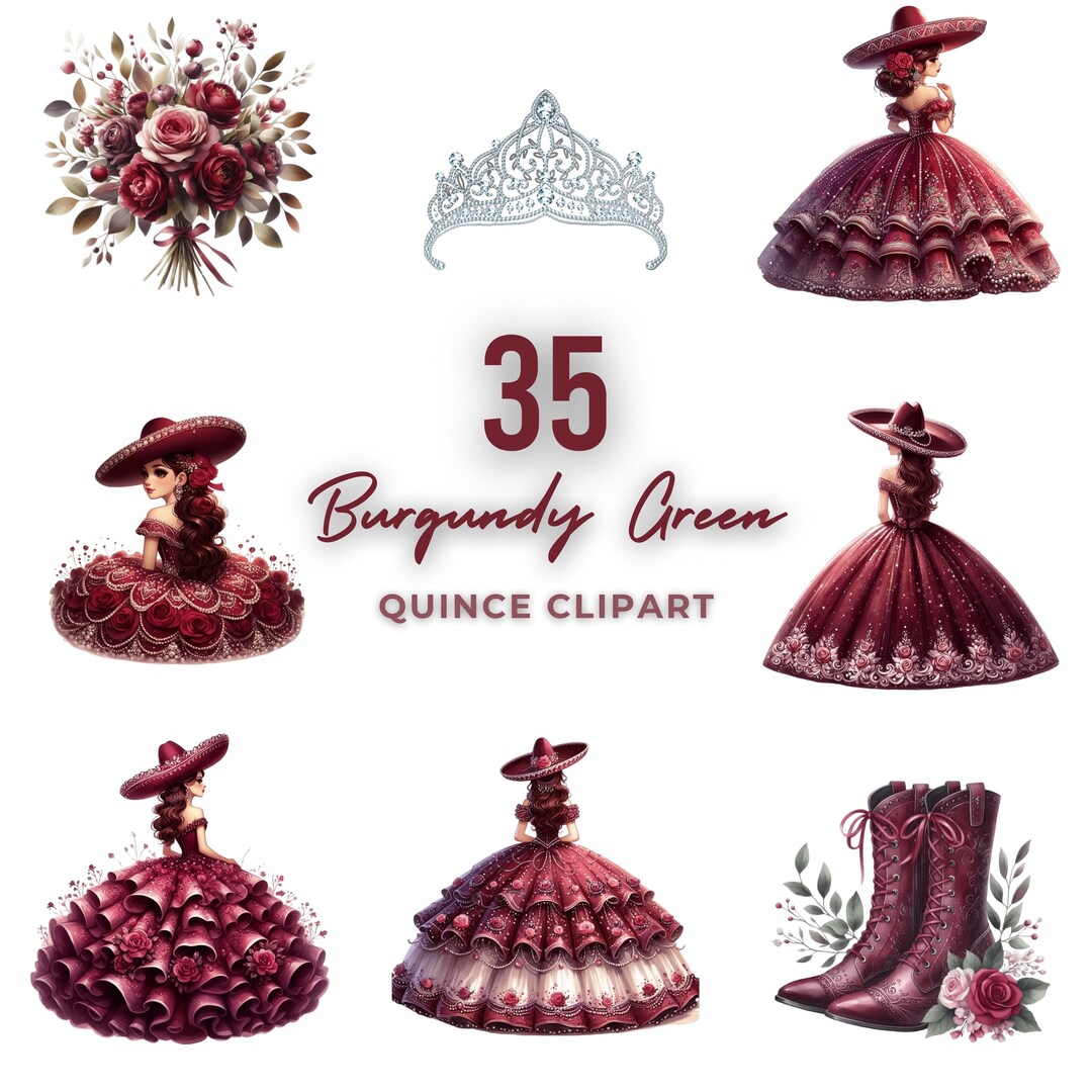 35 Burgundy Quince Girls Clipart La Quinceanera Con El Sombrero De ...