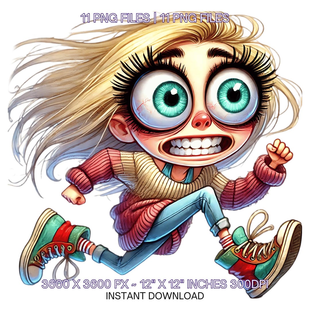 11 Crazy Quirky Girl Running Day PNG Clipart | Funny Running Lady ...