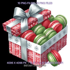 10 Christmas Macaron Clipart | Macaroon Cookie | Noel Holiday Themed ...