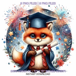 Kindergarten Fox Wearing Cap Holding a Diploma PNG | Graduation Fox ...