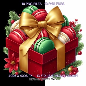 10 Christmas Macaron Clipart | Macaroon Cookie | Noel Holiday Themed ...