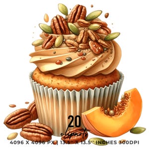 20 Autumn Cupcakes Clipart Bundle | Fall Cupcake Sublimation | Autumn ...