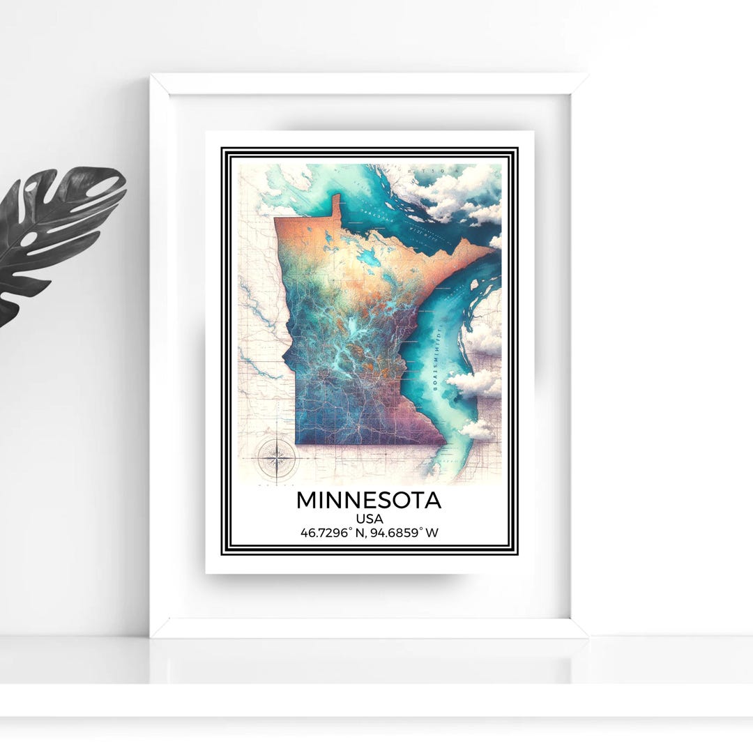 Minnesota Map Print MN MAP State Map Art USA United States Map Art ...