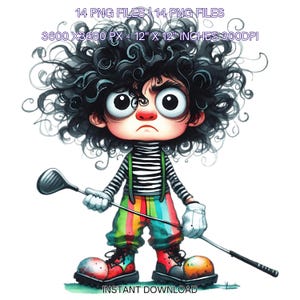 14 Frazzled Golf Man Clipart | Quirky Grumpy Man PNG | Golf Whimsical ...