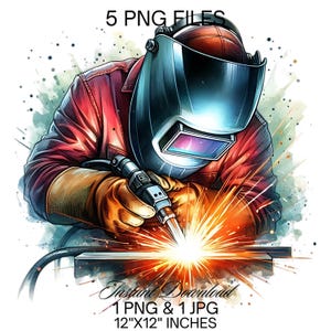 Watercolor Welding Clipart: Iron Worker PNG Graphics (digital Download ...