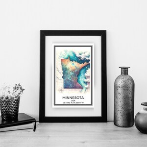 Minnesota Map Print MN MAP State Map Art USA United States Map Art ...