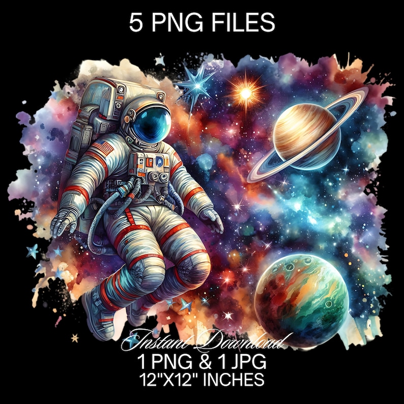 Astronaut in Space Clipart PNG 5 Outer Space Planets Astronaut PNG ...