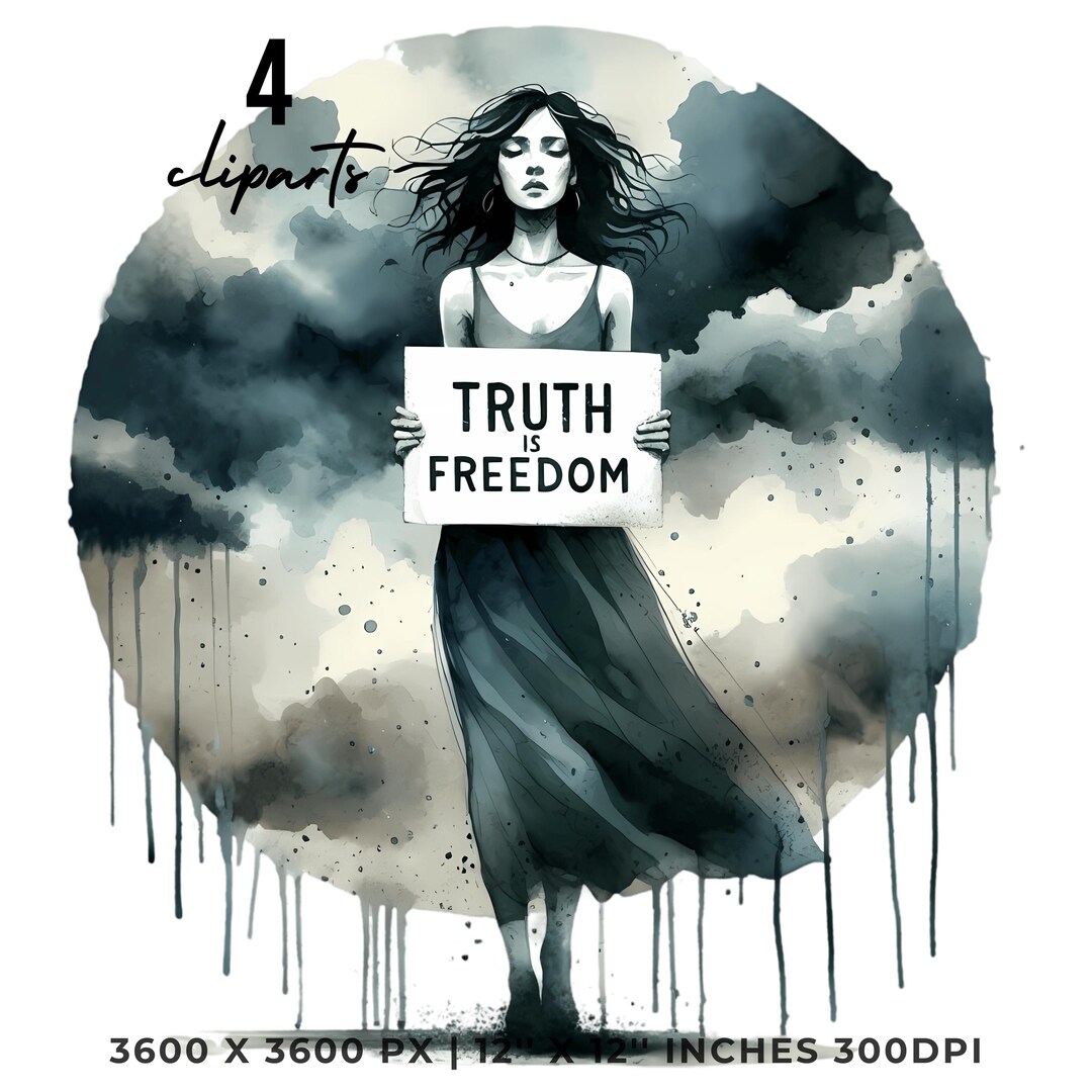 Truth is Freedom Clipart: Woman Affirmation, Watercolor Illustration ...