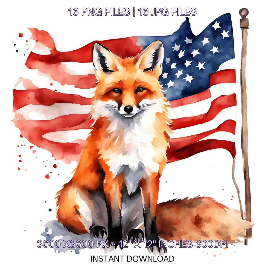 FOX Flag PNG | 16 Patriotic USA Red Fox Flag Clipart | Wildland Fox ...