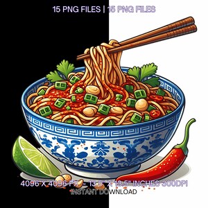 15 Watercolor Ramen Clipart Bundle Digital Asian Food Illustration PNG ...