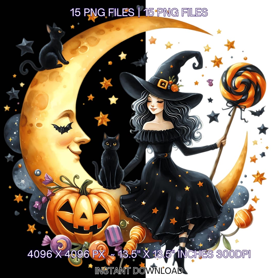 15 Halloween Witch on Broom Clipart PNG | Witch Hat PNG | Witch Food ...