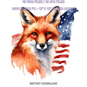 FOX Flag PNG | 16 Patriotic USA Red Fox Flag Clipart | Wildland Fox ...