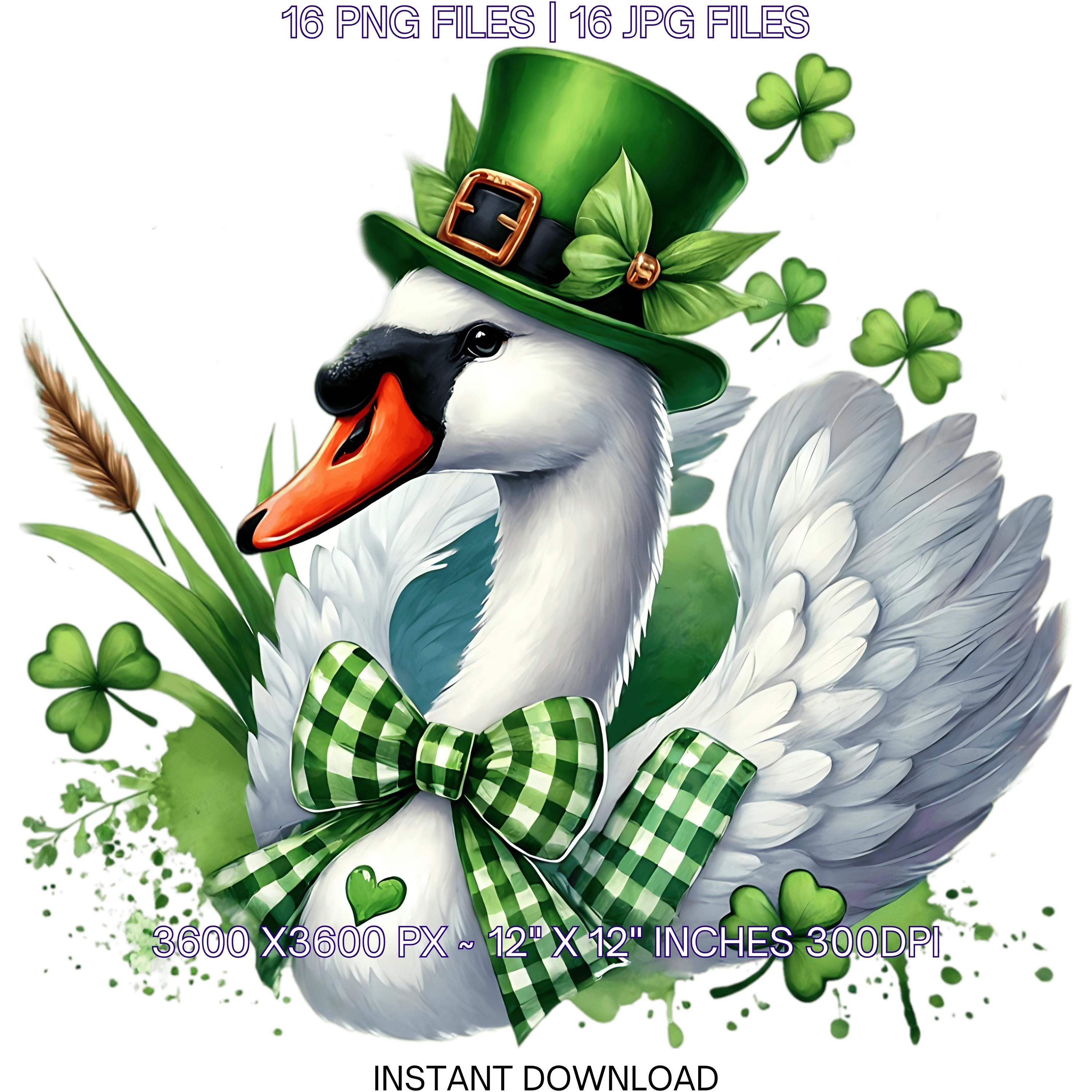 St. Patrick's Day Swan Clipart | Irish Shamrock PNG (digital Download ...