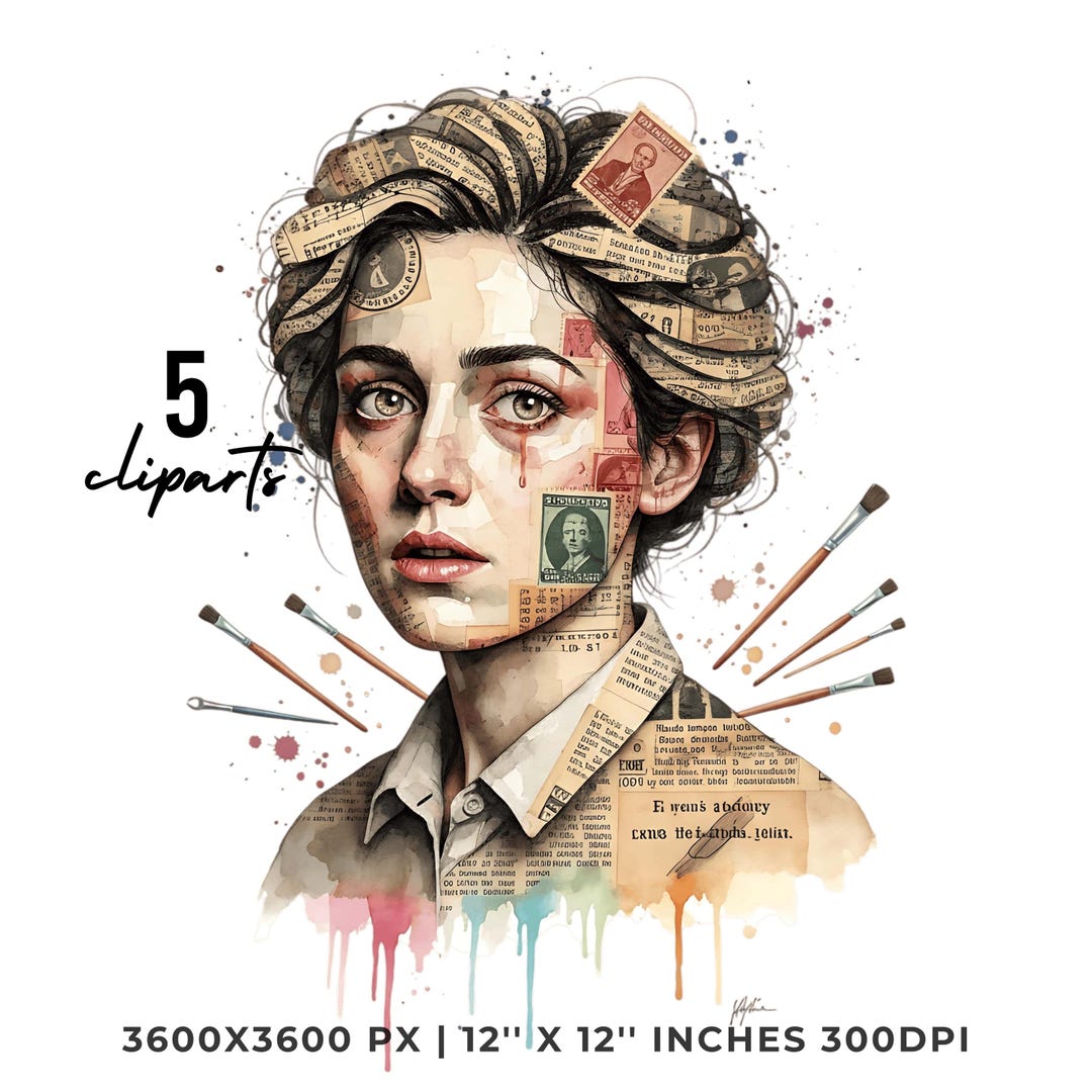 Ephemera Artist Portrait Clipart Bundle - Frazzled Creative Soul With ...