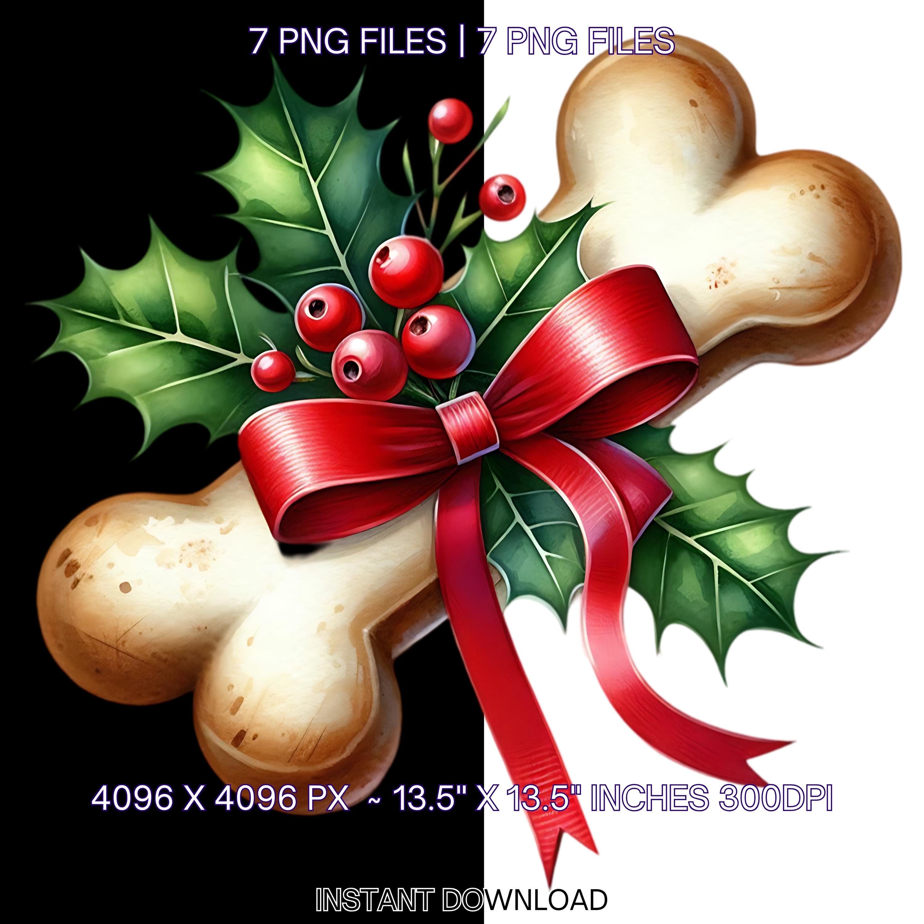 7 Christmas Dog Bone Clip Art PNG | Watercolor Christmas Graphics ...