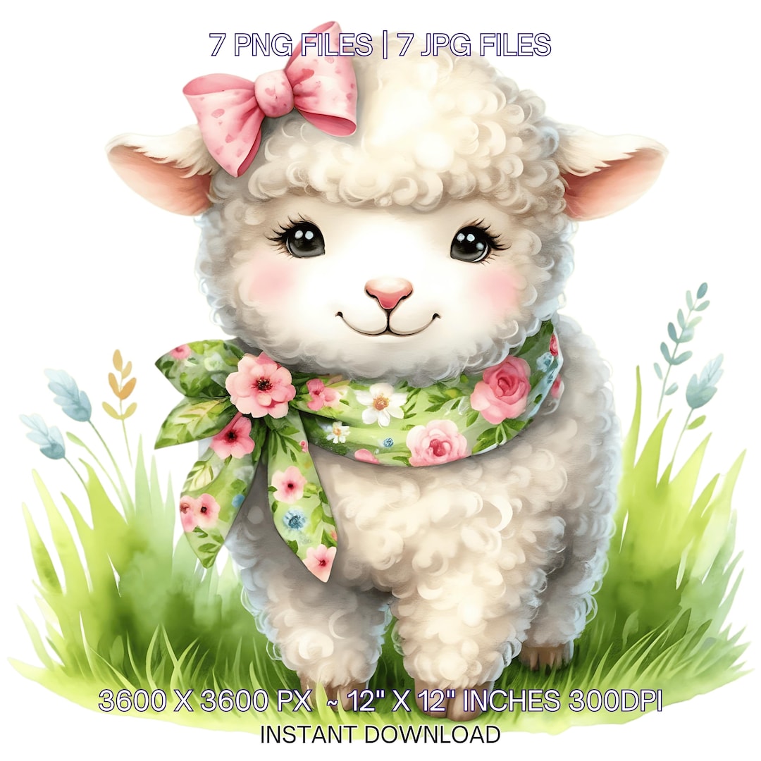 7 Spring Little Sheep PNG Clipart, Watercolor Sheep, Farm Animals, Card ...