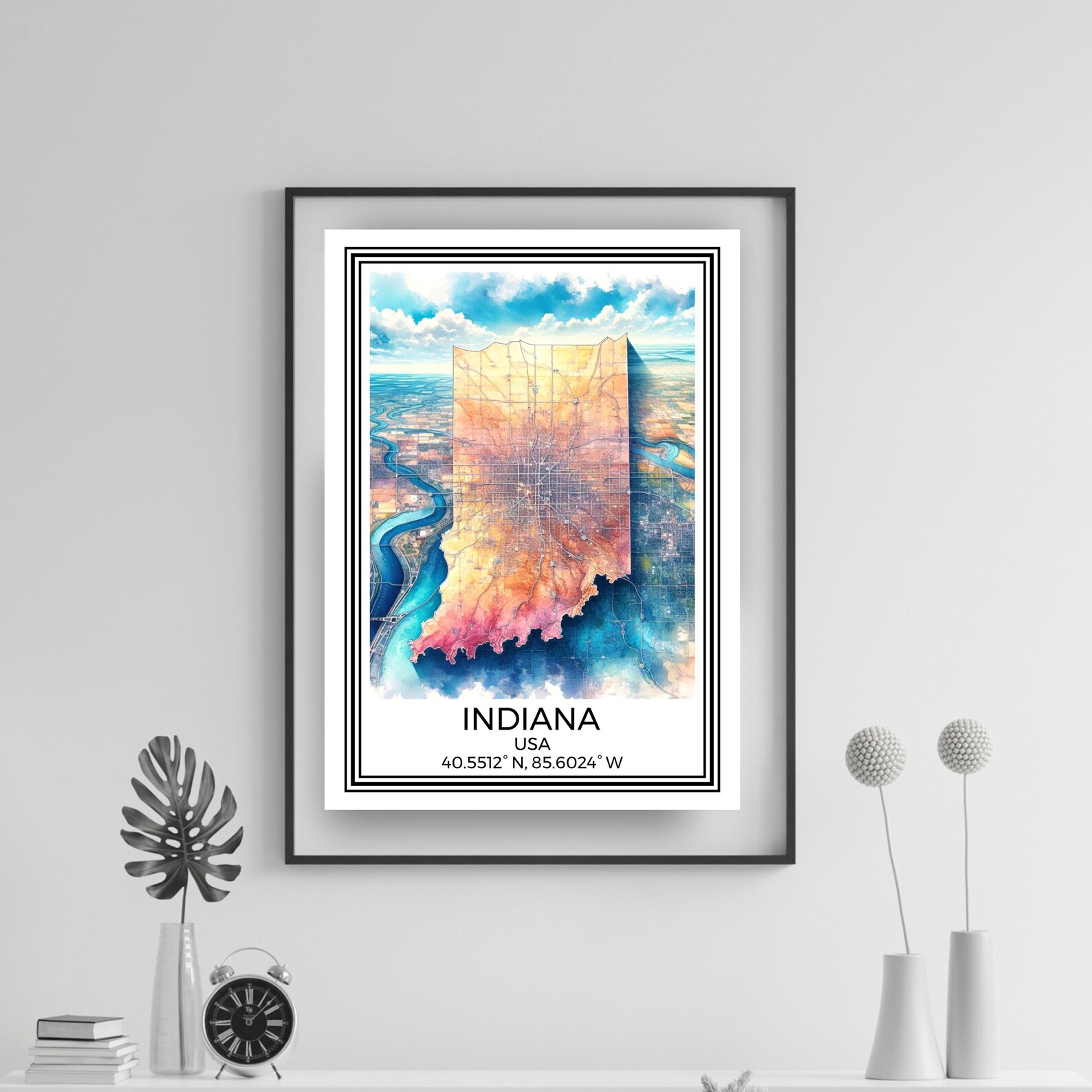 Indiana Map Print IN MAP State Map Art USA United States Map Art Poster ...