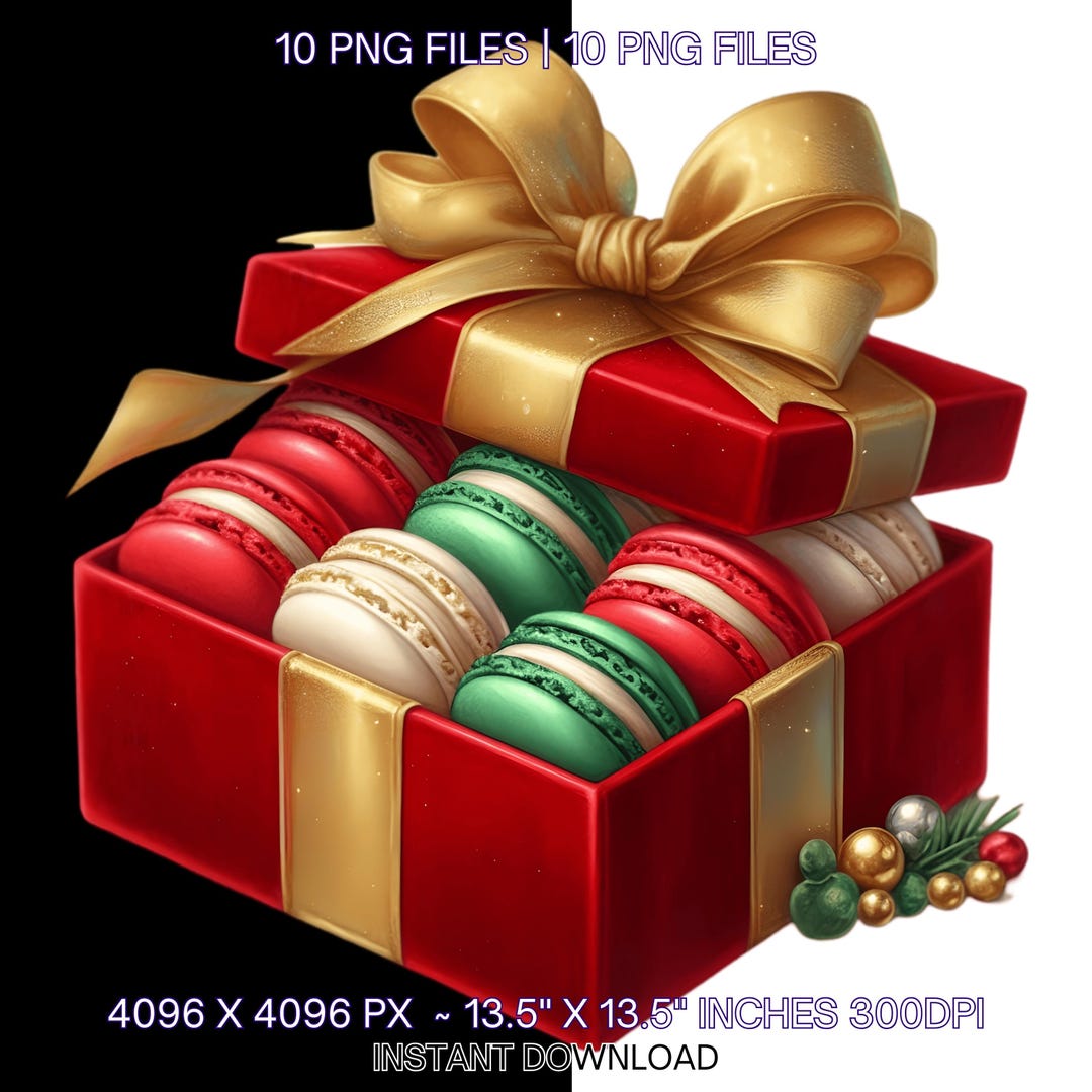 10 Christmas Macaron Clipart | Macaroon Cookie | Noel Holiday Themed ...