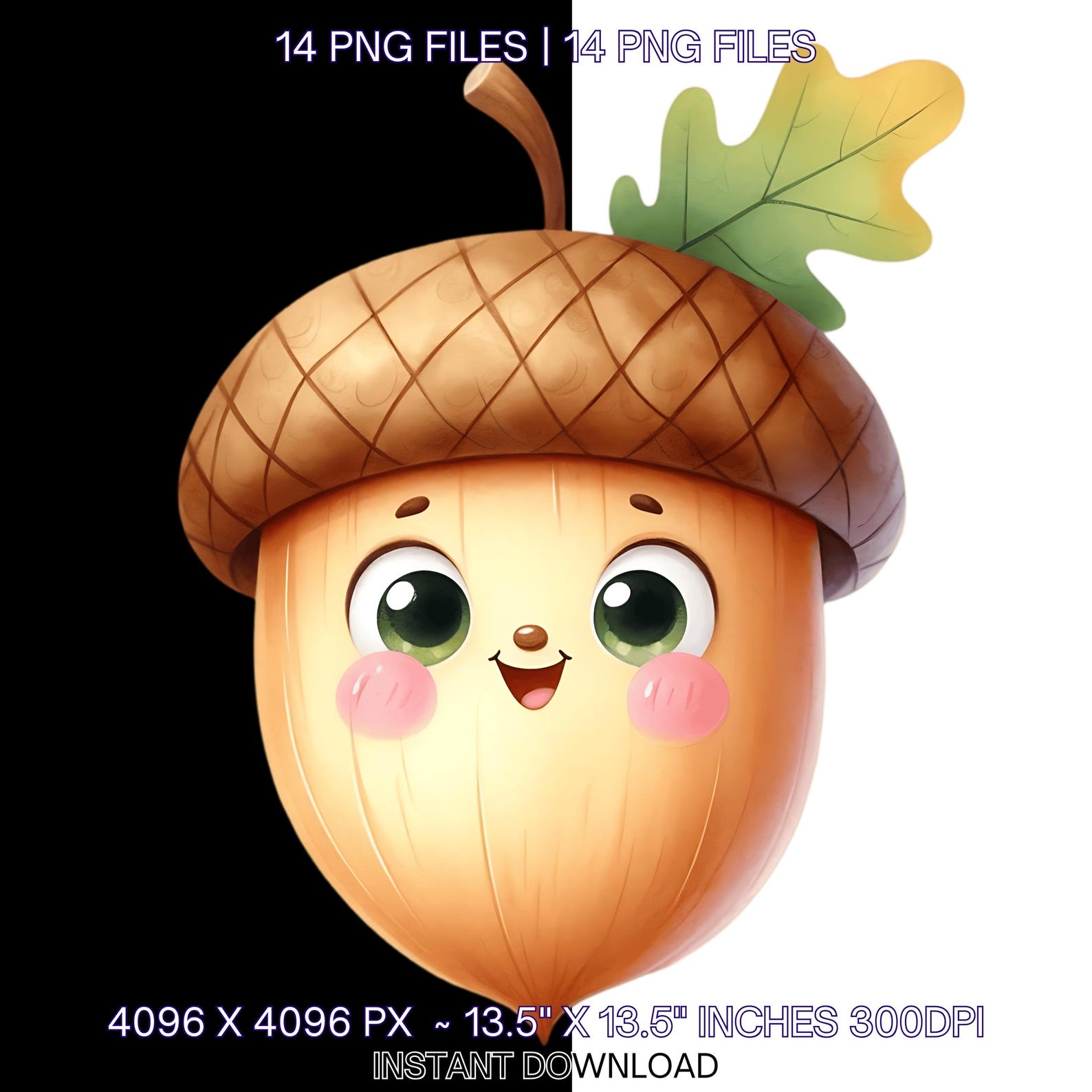14 Cute Acorn Clipart | Fall Acorn Clipart | Watercolor Acorn, Acorn ...