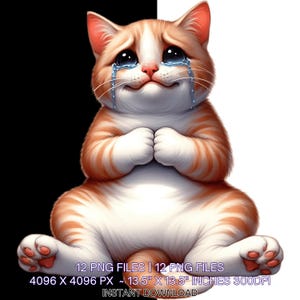 12 Crying Cat Clipart Crying Cat PNG Crying Cat PNG Bundle Crying Pet Animals Watercolor ...