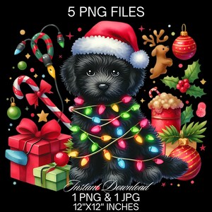 Christmas Golden Doodle Puppy PNG Clipart | 4 Christmas Lights Santa ...