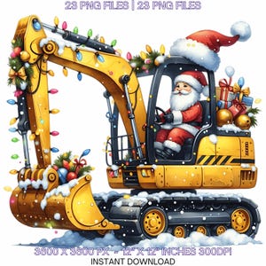 23 Merry Christmas Excavator Driven by Santa Claus, Decorated With ...