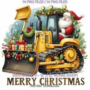 14 Merry Christmas BULLDOZER PNG Clipart | Watercolor Construction ...