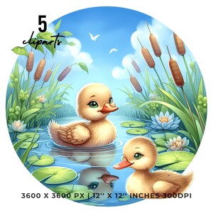 Duck Paddling Clipart PNG | 5 Watercolor Cheerful Duck Paddling in a ...