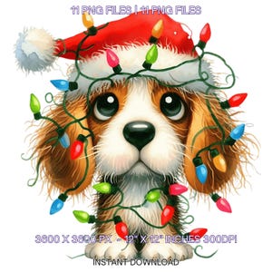 Christmas Beagle Clipart | Santa Hat, Holiday Lights (PNG, JPG) - Etsy