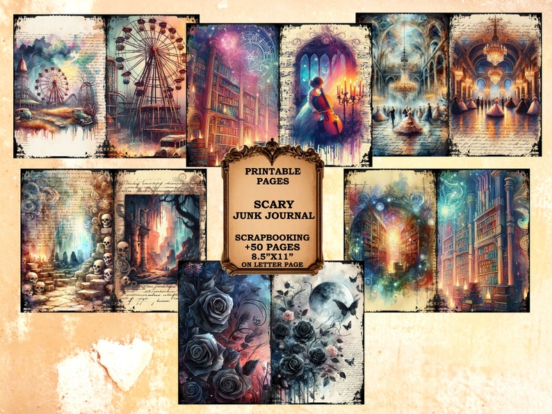 Printable Scary Scrapbook Pages Horror Junk Journal Kit Vampire ...