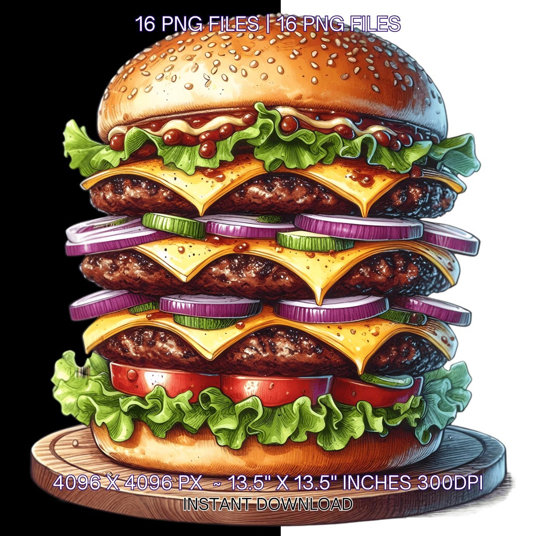 16 Watercolor Burger Clipart | Fast Food Clipart | Backyard BBQ Grill ...