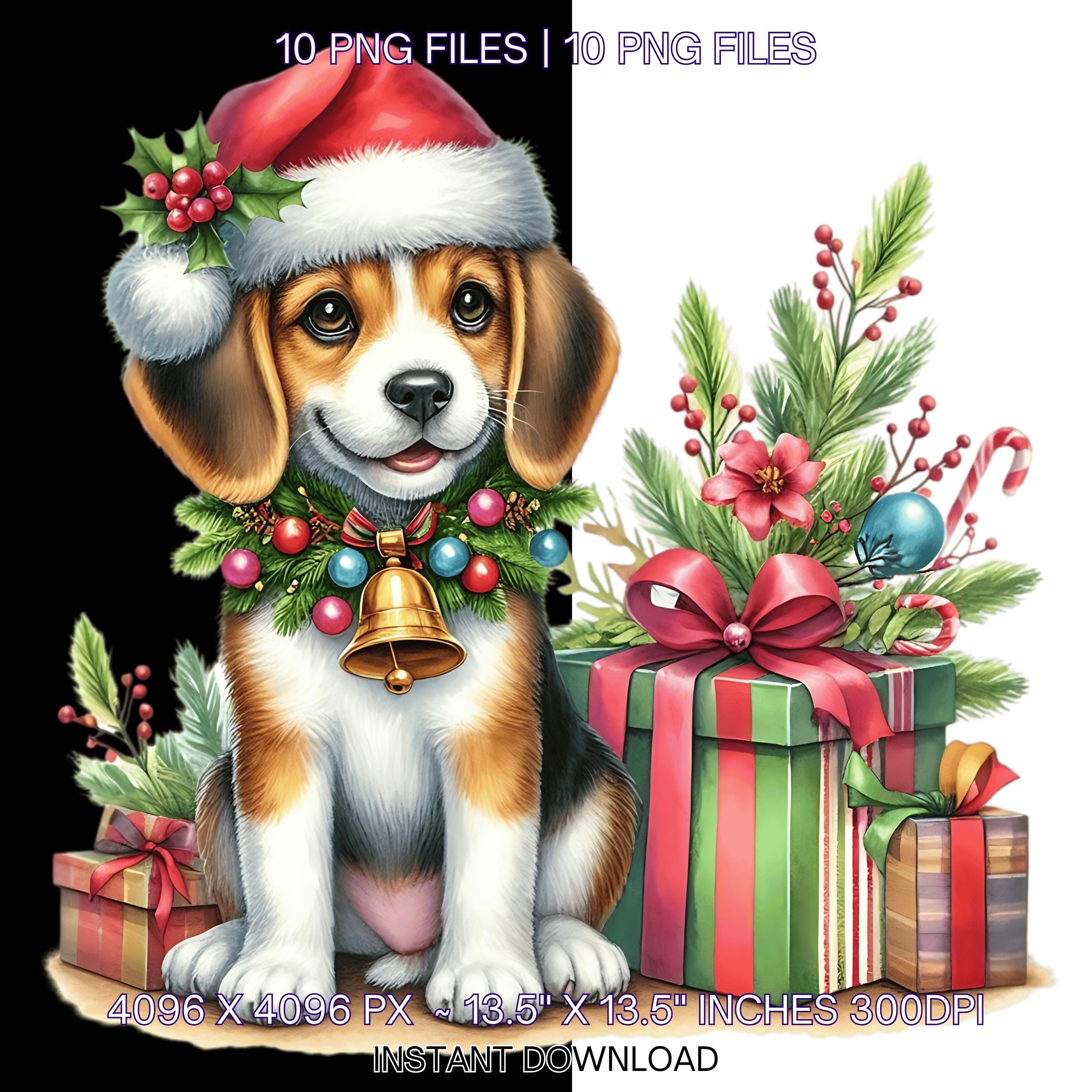 10 Cute Christmas Beagle PNG Sublimation Design | Beagle Dog PNG ...