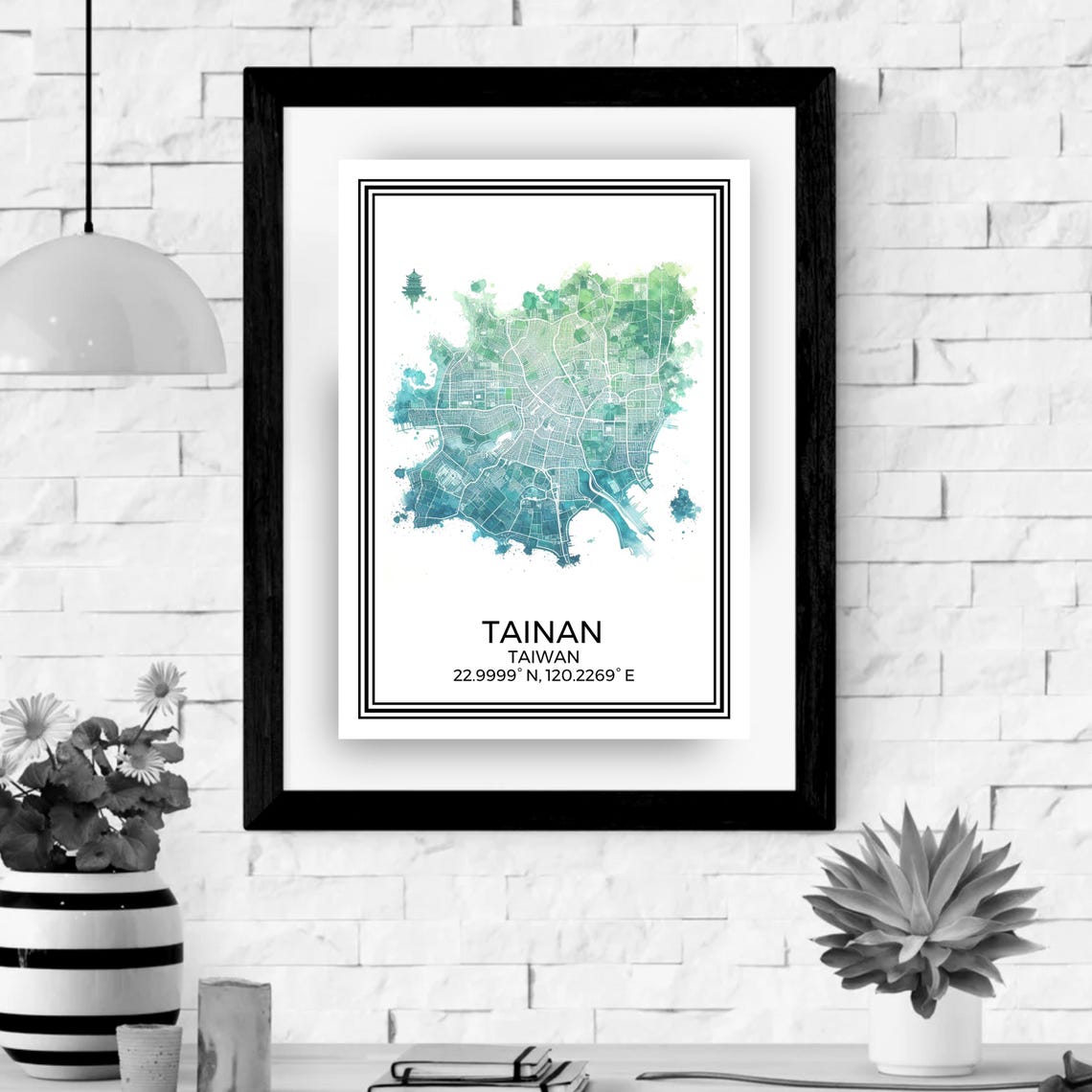 Tainan City Map Cities in Taiwan Travel Print Wall Art Maps Tainan ...