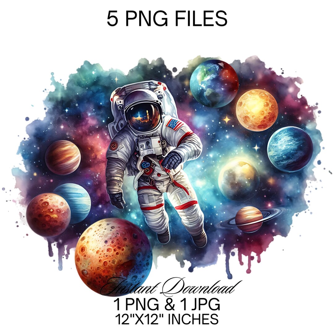 Astronaut in Space Clipart PNG 5 Outer Space Planets Astronaut PNG ...