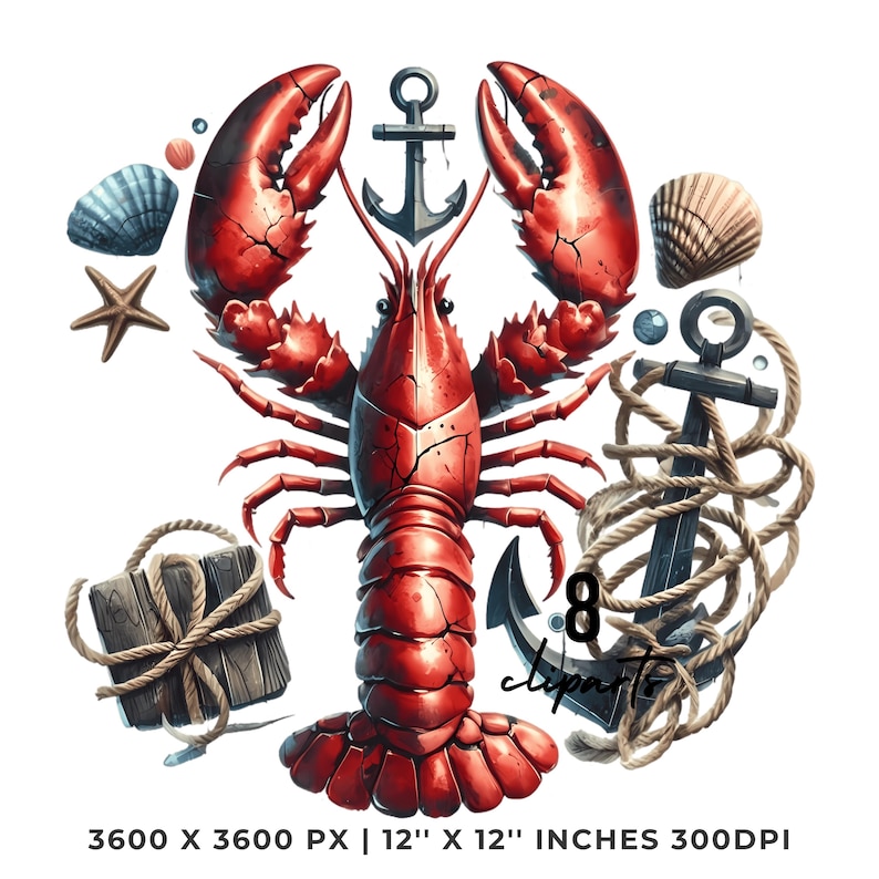 Lobster Clipart PNG | Watercolor Nautical Design (digital Download) - Etsy