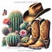 Cowboy Clipart: Boots, Hat, Wagon Wheel, Cactus (PNG JPG Digital ...