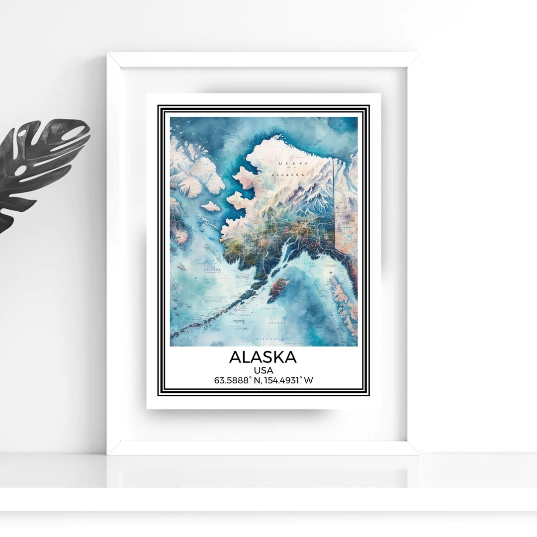 Alaska Map Print AK MAP State Map Art USA United States Map Art Poster ...