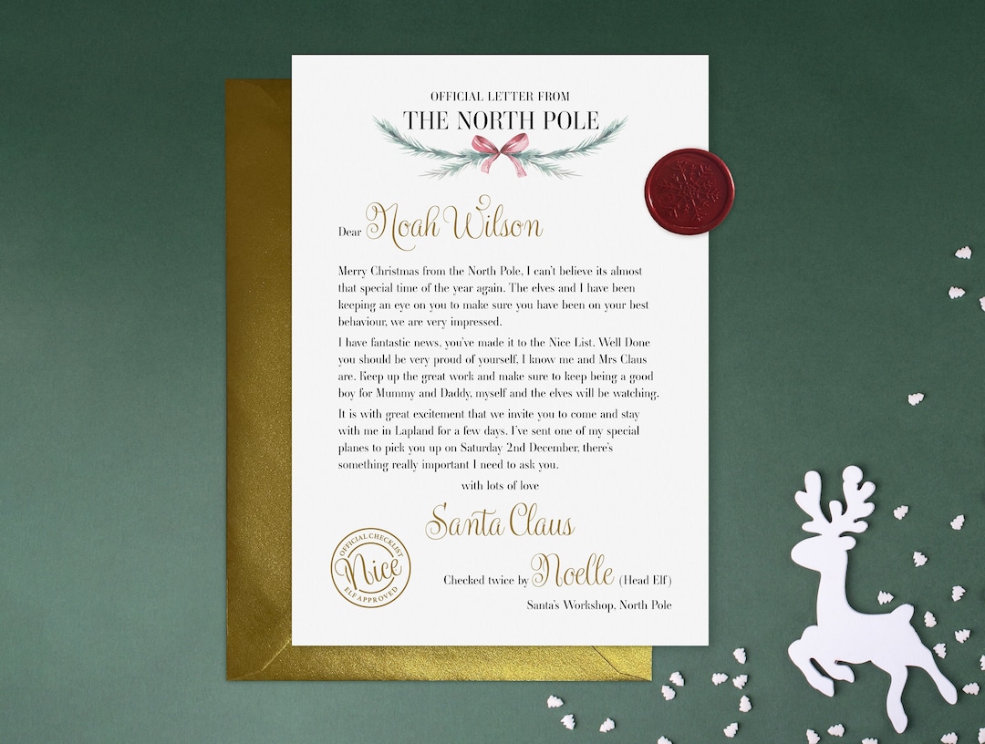 Personalised Letter From Santa Invitation Lapland / North Pole ...