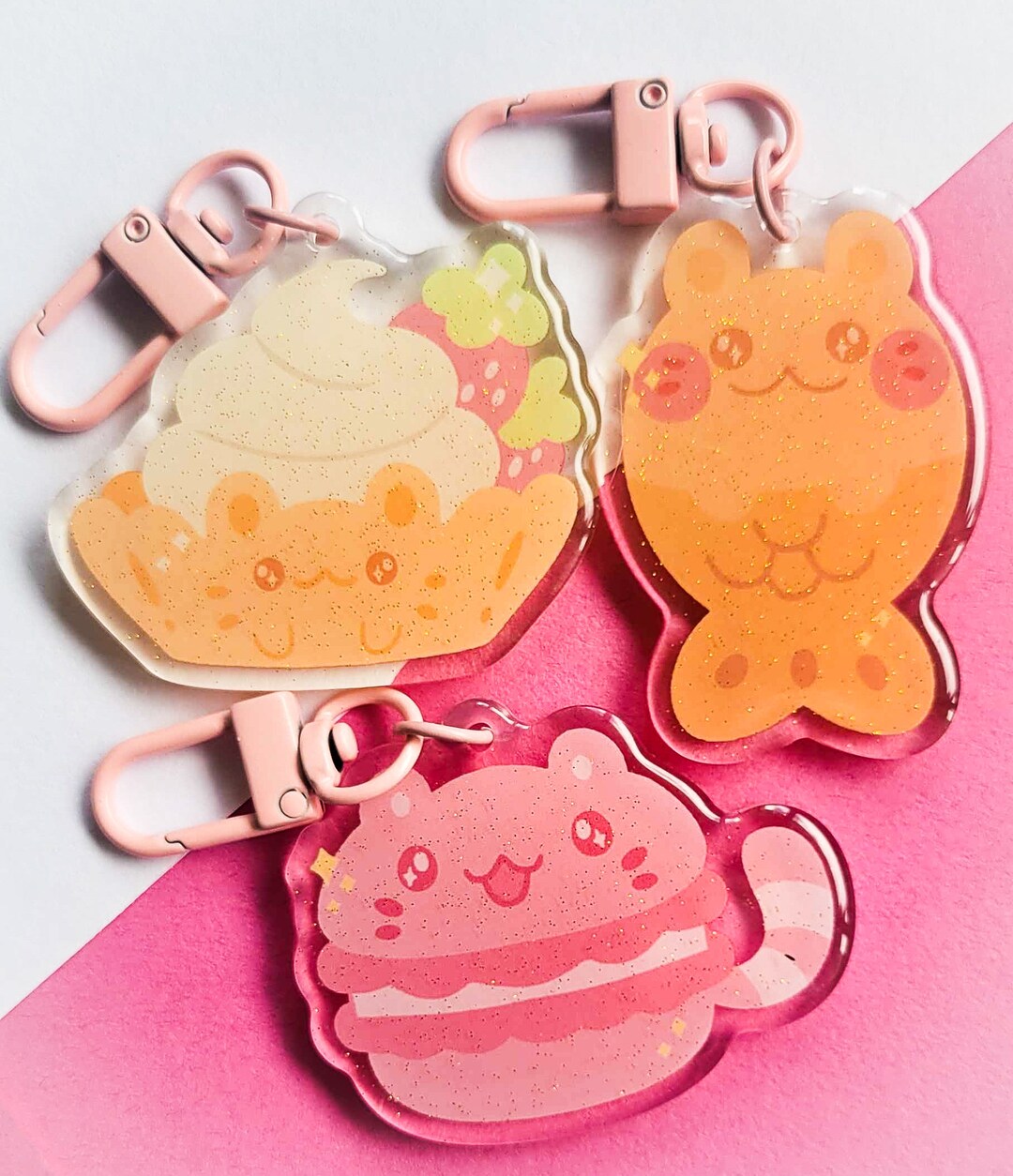 Kitty Pastry Keychain I 2.5inch Double-sided Acrylic Charm I Kawaii ...