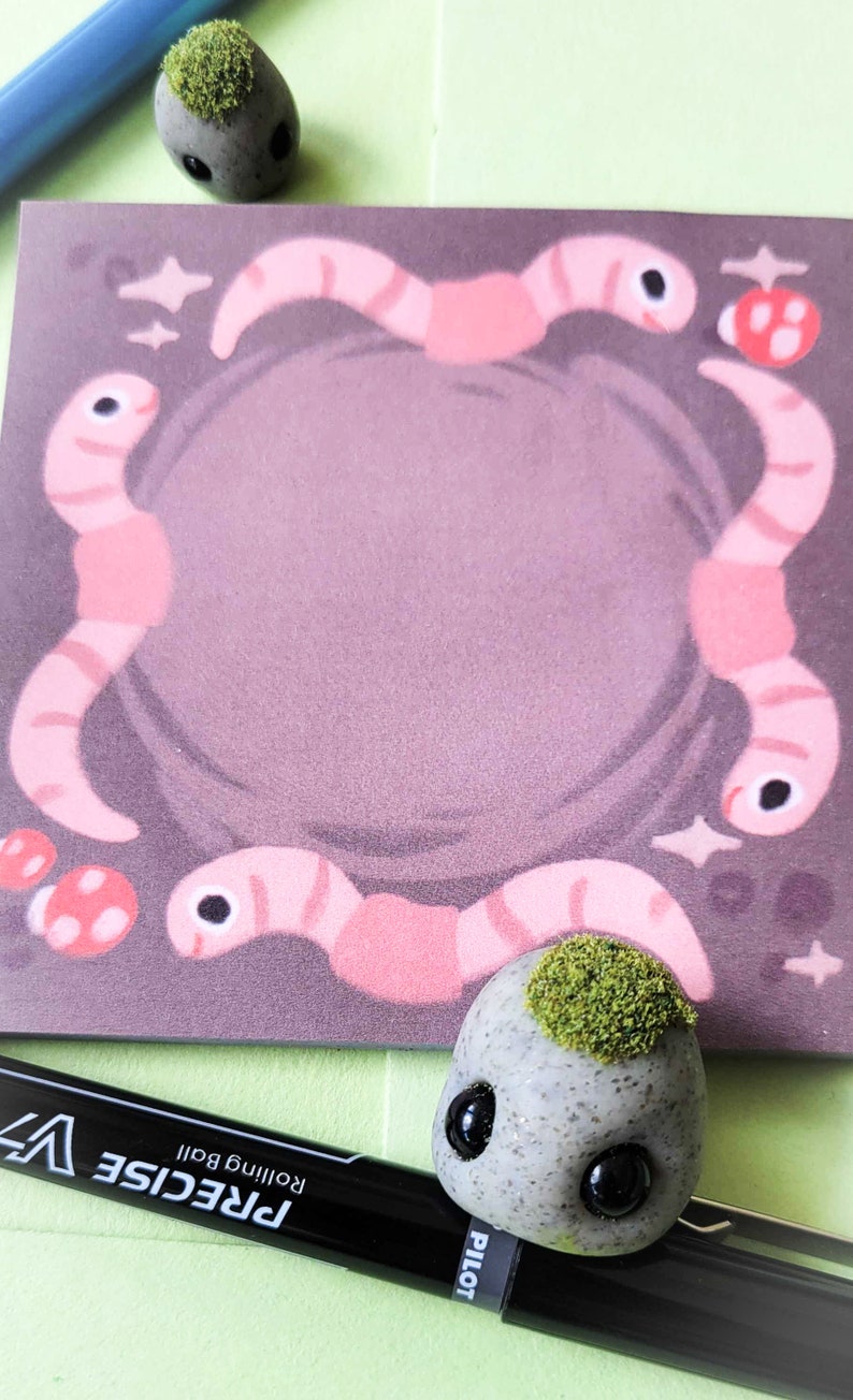 Worm Sticky Notes I 50 Sheets I 3.5inches I Cute Gift I Notes I Note ...
