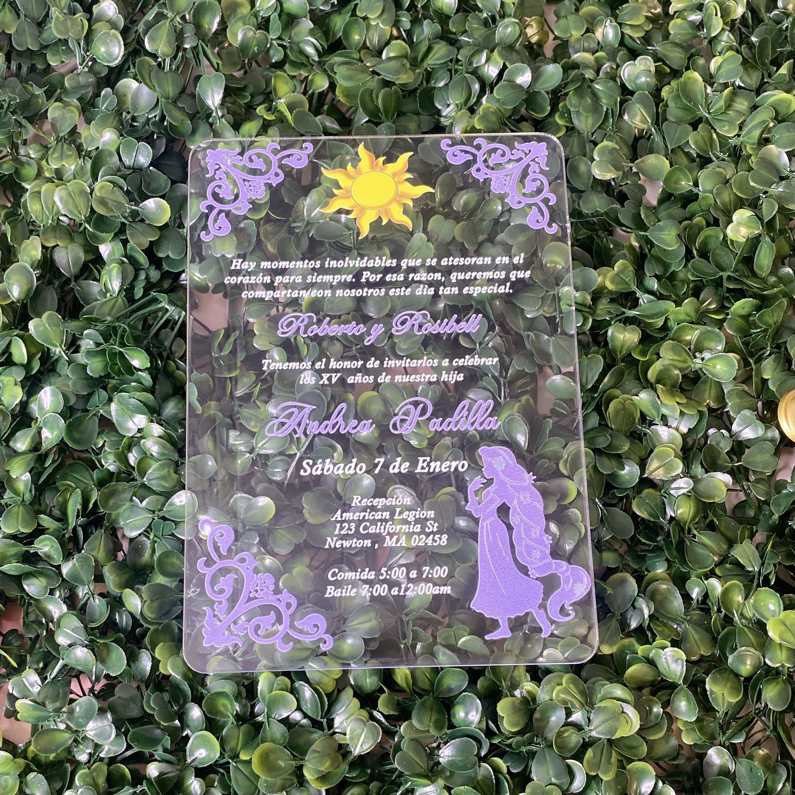 Clear Acrylic Quinceanera Invitation: Rapunzel Theme - Etsy