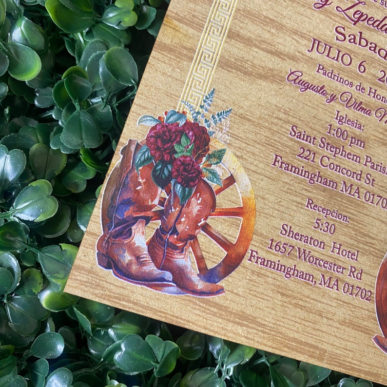 Wood Invitation Quinceanera Invitation Charro Invitation, Charro ...