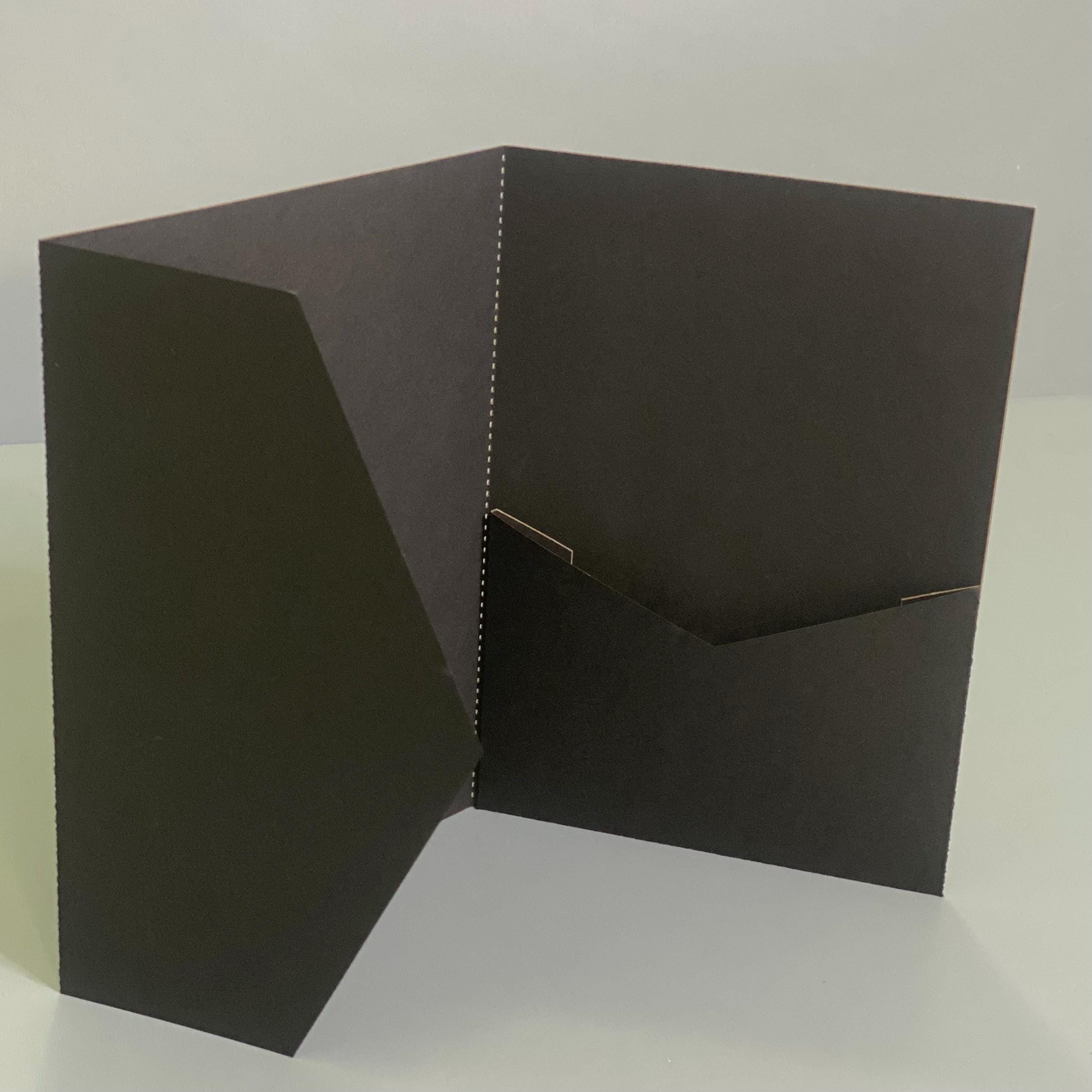 Black Matte Tri-fold Invitation Pocketfold, Horizontal Pocket A7 5x7 ...