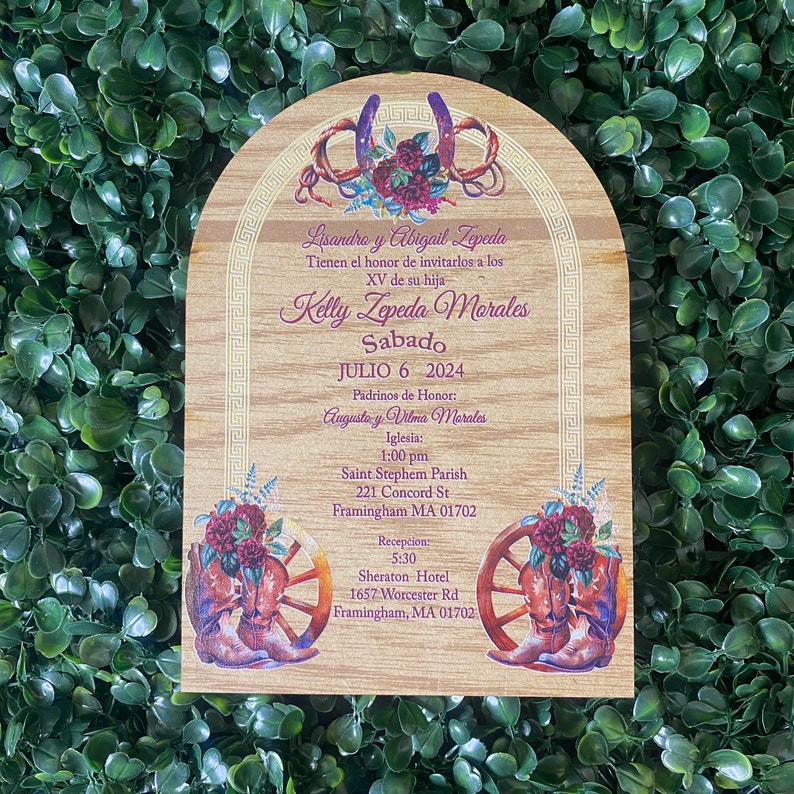 Wood Invitation Quinceanera Invitation Charro Invitation, Charro ...