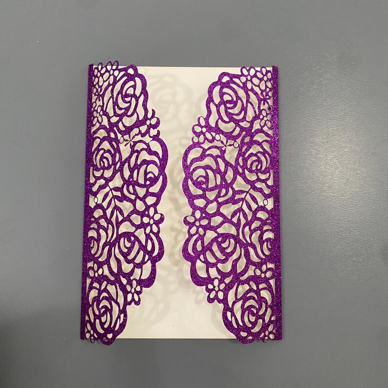 Glitter Lace Laser Cut Invitation Cover: Wedding, Quinceanera, Bridal ...