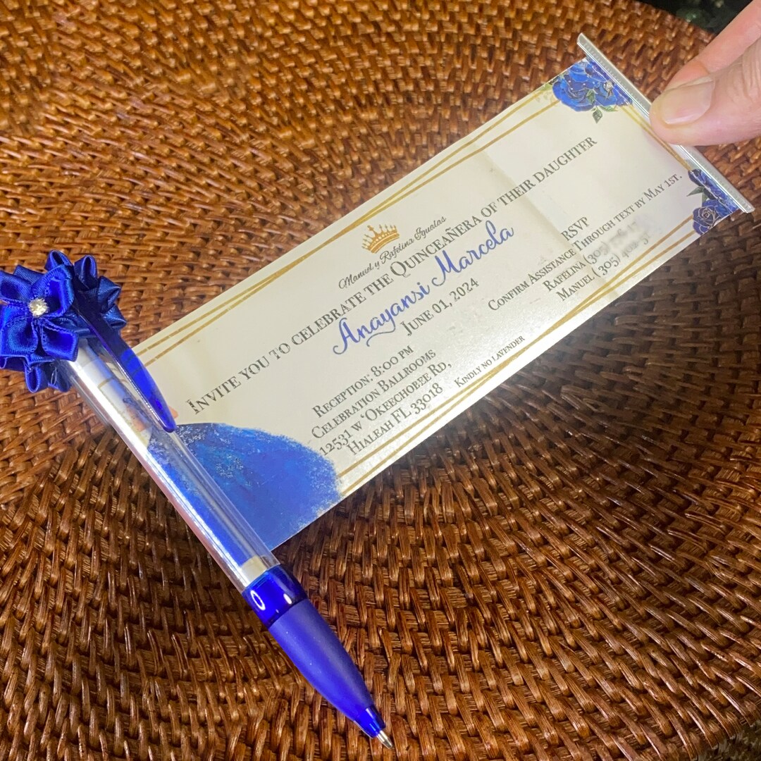 Royal Blue Pen Quinceanera Invitation - Etsy