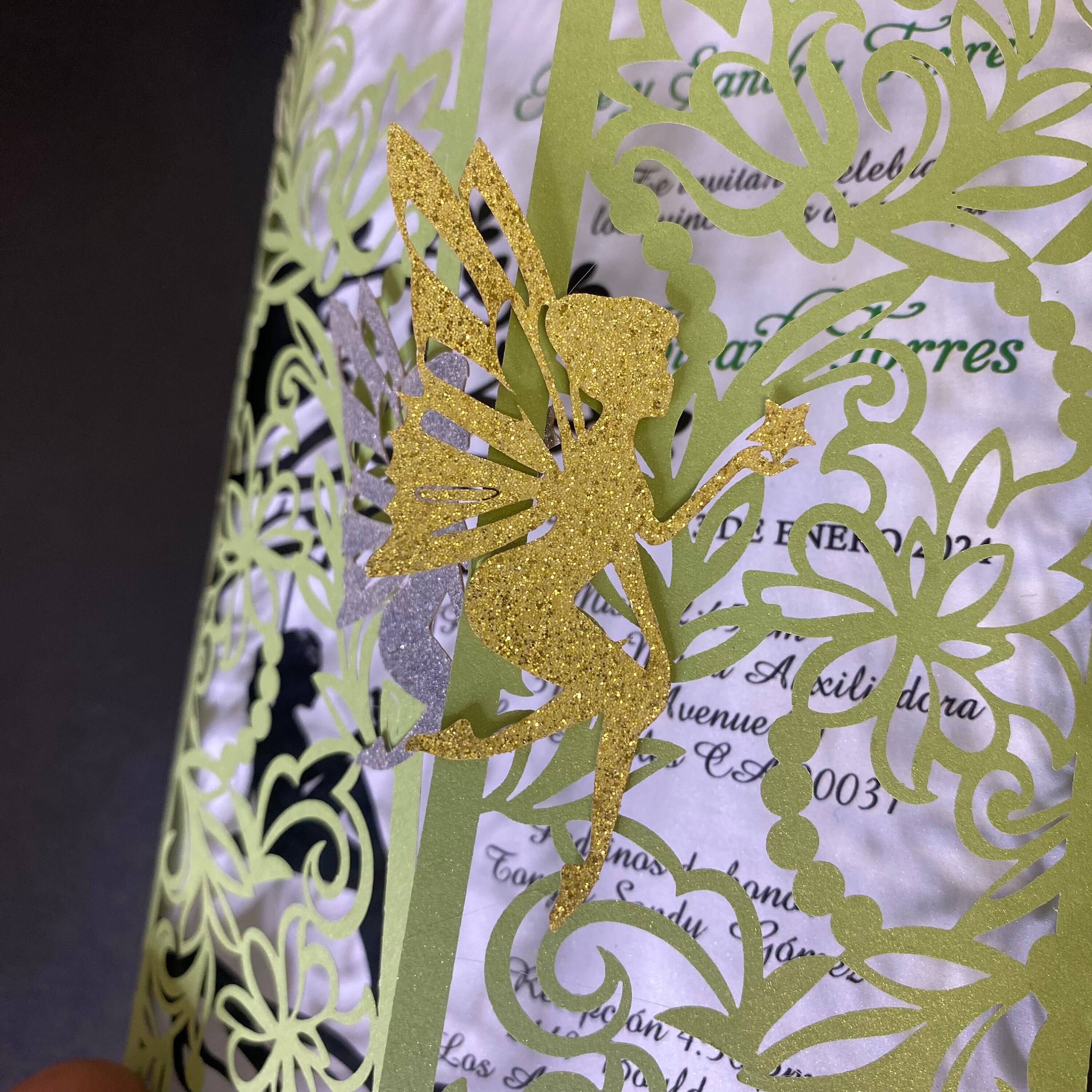 Green Sage Fairy Quinceanera Invitation Saser Laser Cut Invitation ...