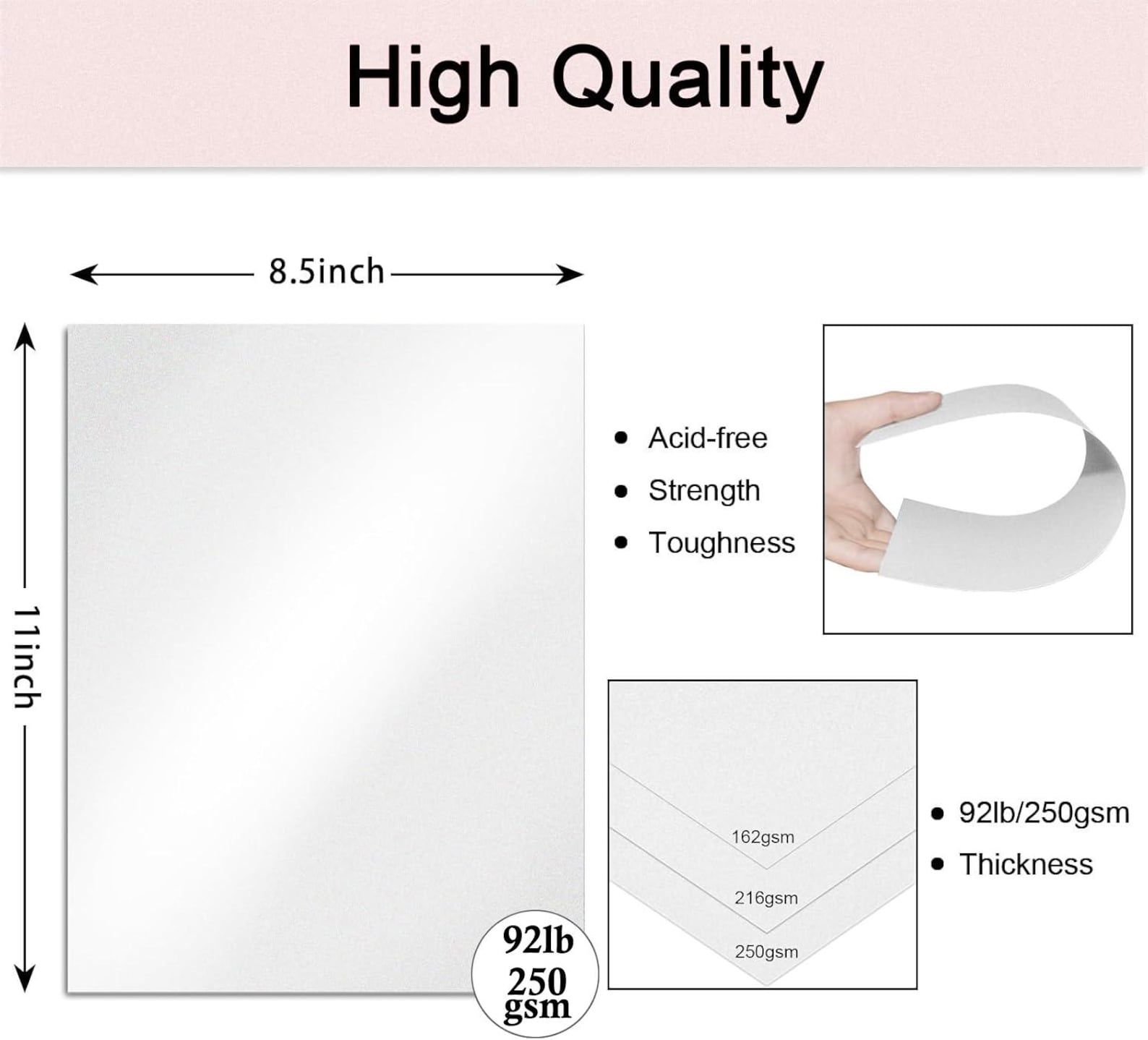 Ice White Pearlescent Cardstock: A4 Metallic Shimmer Paper (250gsm ...